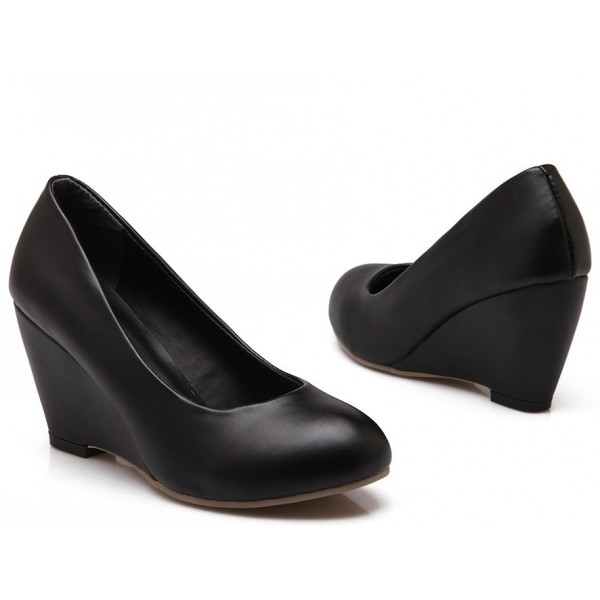 Zapatos cuña mate, negro, Colombe