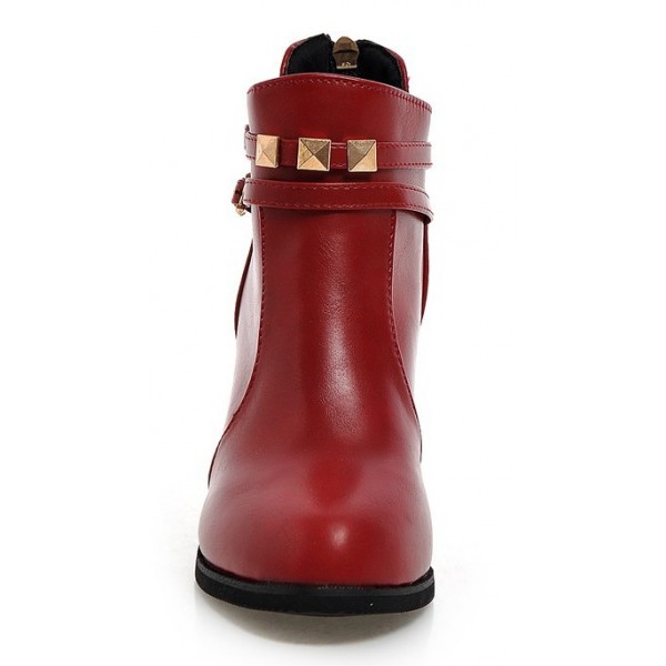 Bottines, aspect cuir mate, petites pointures, rouges, Nina