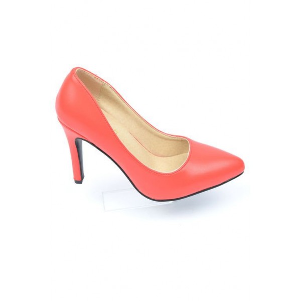 Escarpins femmes petites pointures, talons 9 cm, rouges corail, mates ...