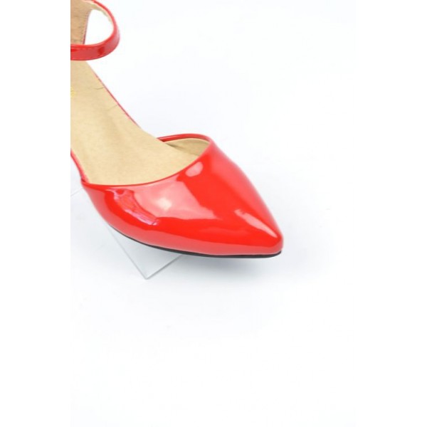 Escarpins petites pointures,vernis, brides, talons 5 cm, rouges, Shada