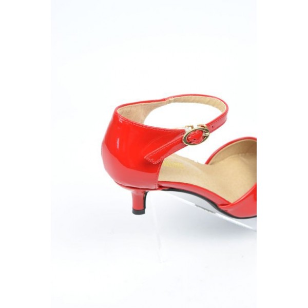 Escarpins petites pointures,vernis, brides, talons 5 cm, rouges, Shada