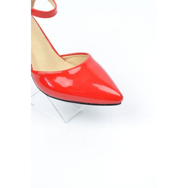 Escarpins petites pointures,vernis, brides, talons 7,5 cm, rouges, Shada