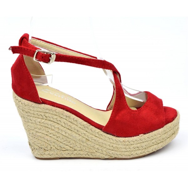 Sandales brides croisées, rouges, Bella, petites pointures femmes