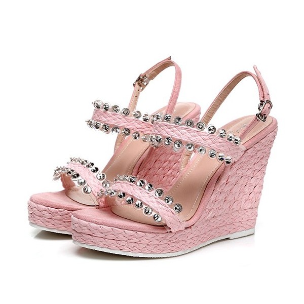 Sandales compensées, roses, femmes petites pointures, Irena