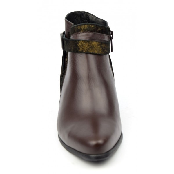 Bottines low boots, cuir mate, marron fonçé, talon 5,5 cm, J.Metayer ...