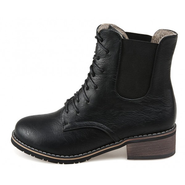 Lace-up ankle boots, small heels 3.5 cm, matte leather look, black ...