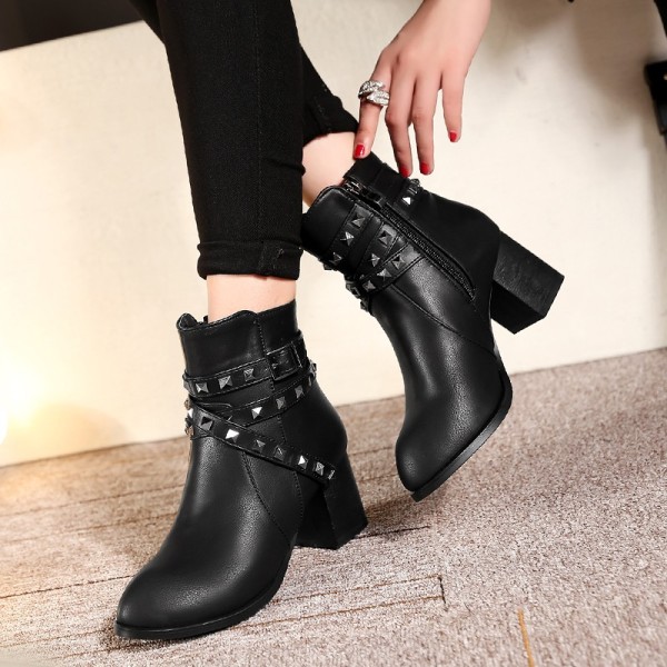 Bottines, aspect cuir mate noire, talons 6 cm, Askai, femmes petits ...