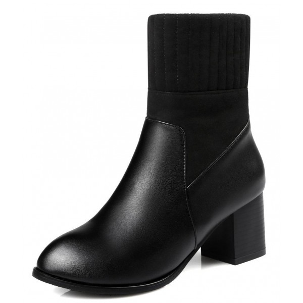 Bottines chaussettes, aspect cuir mate noire, talons 6 cm,femmes petits ...