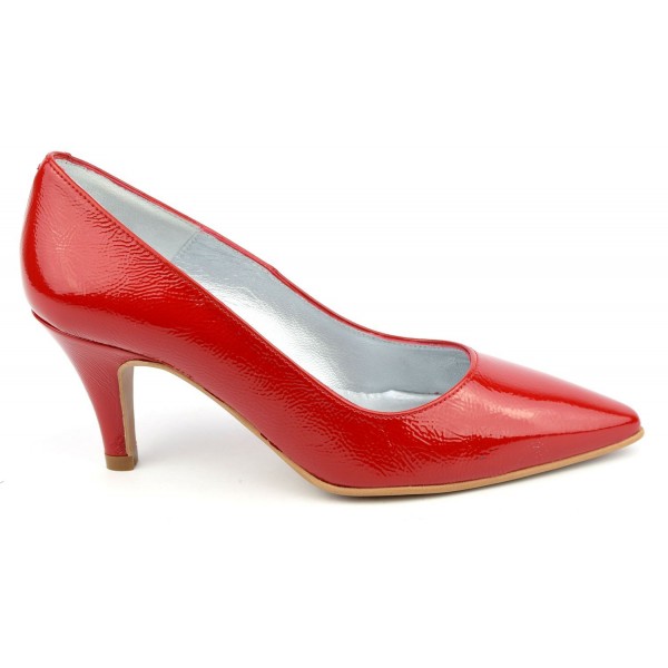 Escarpins pointus, cuir, verni, Brenda Zaro, rouges, F97803D