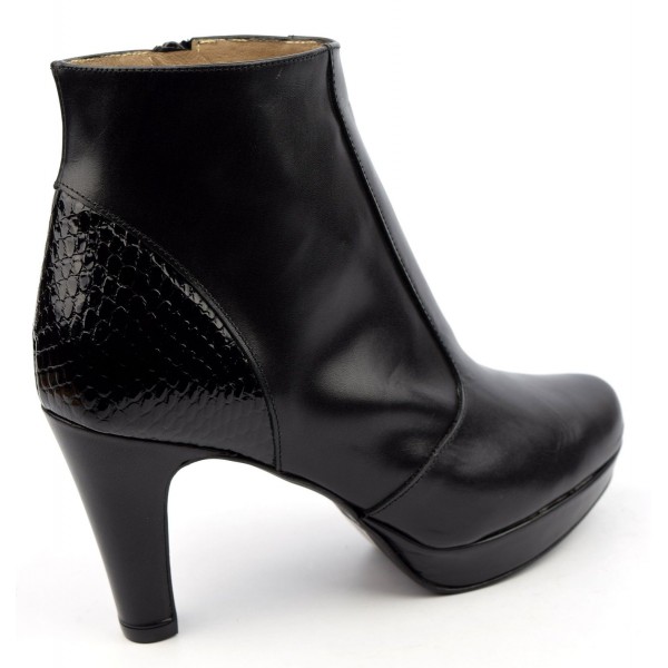 Bottines plateforme, cuir mate, noire, Brenda Zaro, petites pointures ...