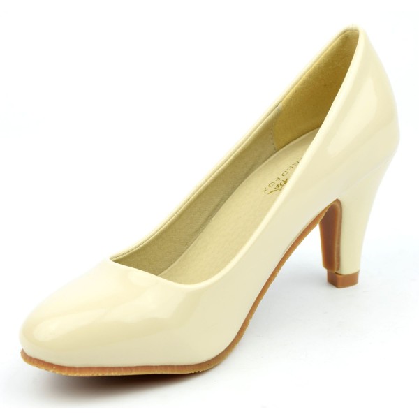 Escarpins petites pointures pour femmes, vernis, beiges, Alix