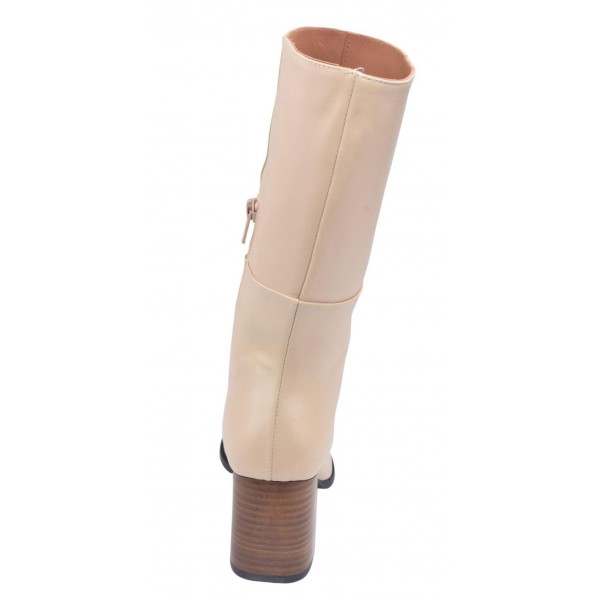 Botas de Couro Liso Creme 4208CA - 32-33 34 35| Sapatinhos