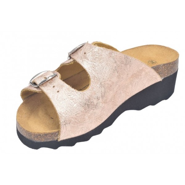 Mules Ajustables, Cuir Saumon, Gravé Taille 34-35 | Petits Souliers